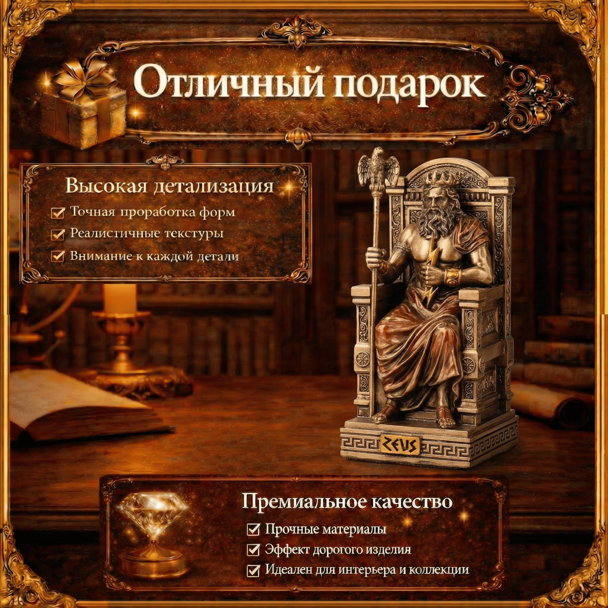 Статуэтка Зевс на троне — фото 1