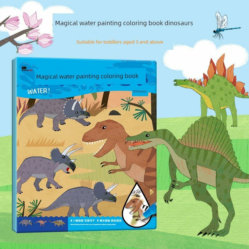 Bangson многоразовая водная доска с динозаврами для детей 3-4 лет, стирательная обучающая художественная игрушка