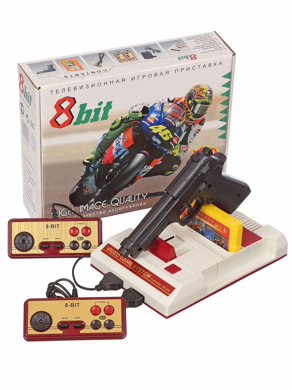 Игровая приставка 8 Bit Junior (2 джойстика+пистолет+игровой картридж)