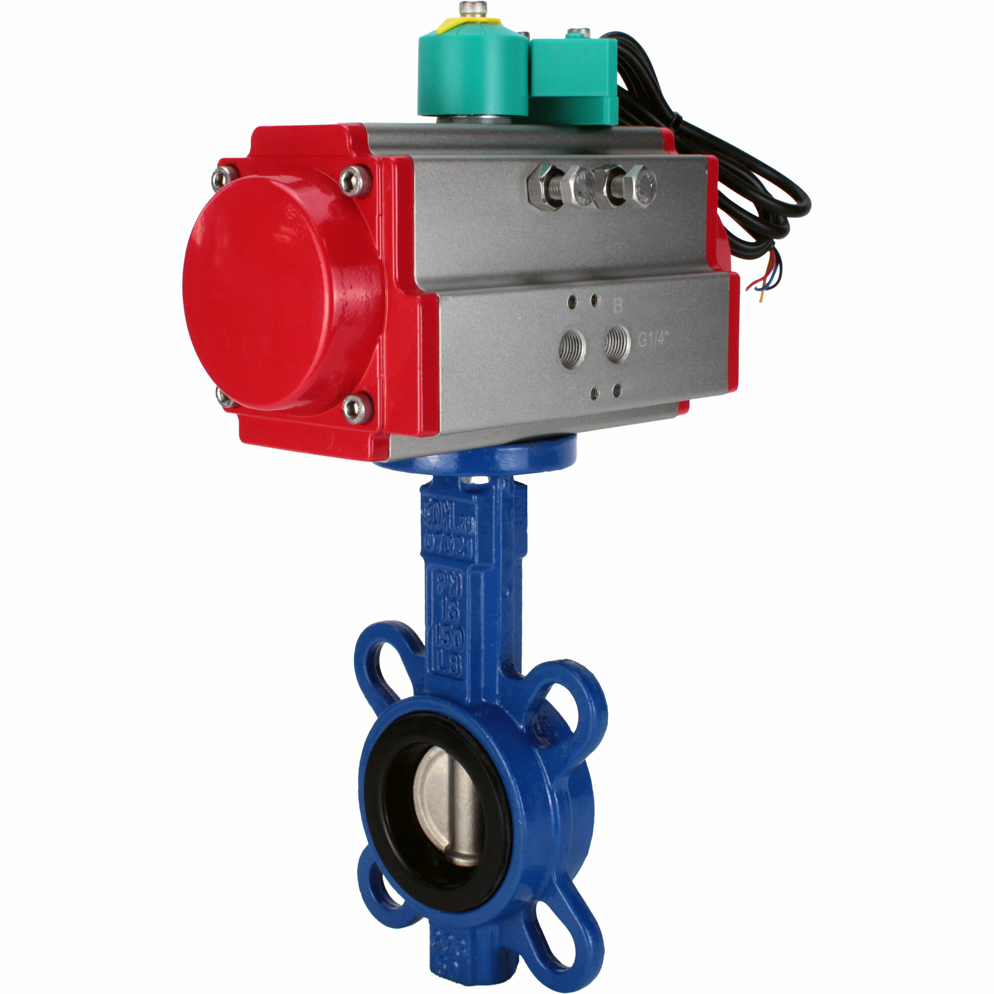 Затвор DN.ru QT450-304-EPDM-2W-Fb-ISO-H Ду100 Ру25 с пн. приводом DA-083 и МППП-200