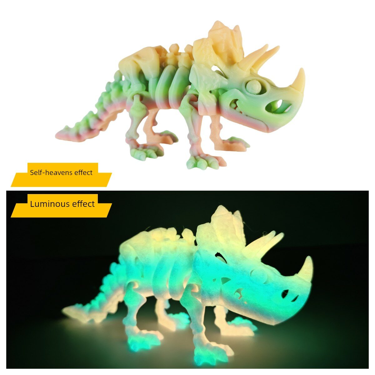 Светящаяся 3D-печатная игрушка-динозавр с подвижными суставами, китайский дракон, модель тираннозавра-рекса, детская