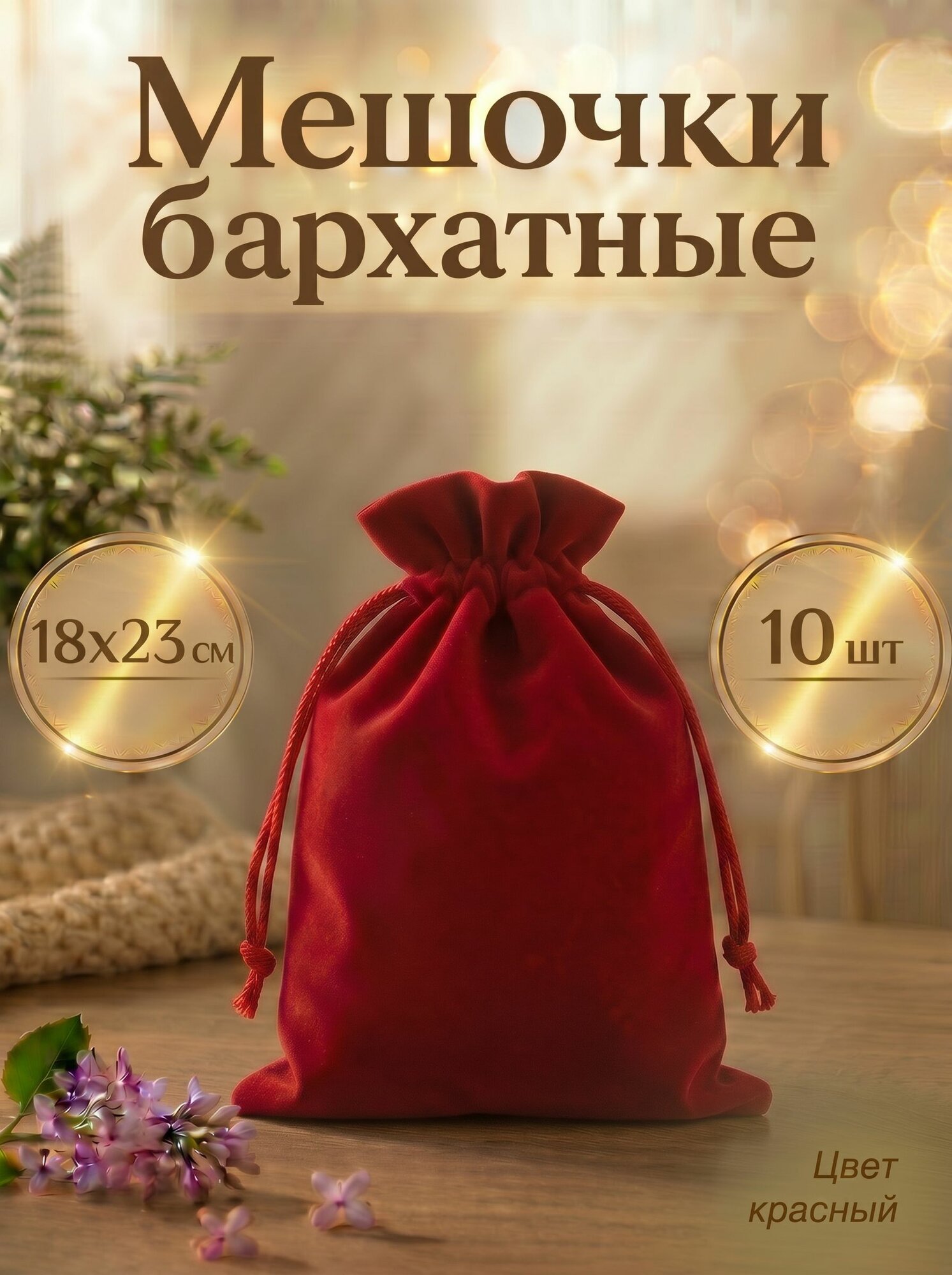 Мешочки бархатные 18х23 см для хранения карт Таро, косметики и подарков