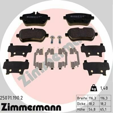 Колодки тормозные дисковые комплект 4 шт ZIMMERMANN 250711902
