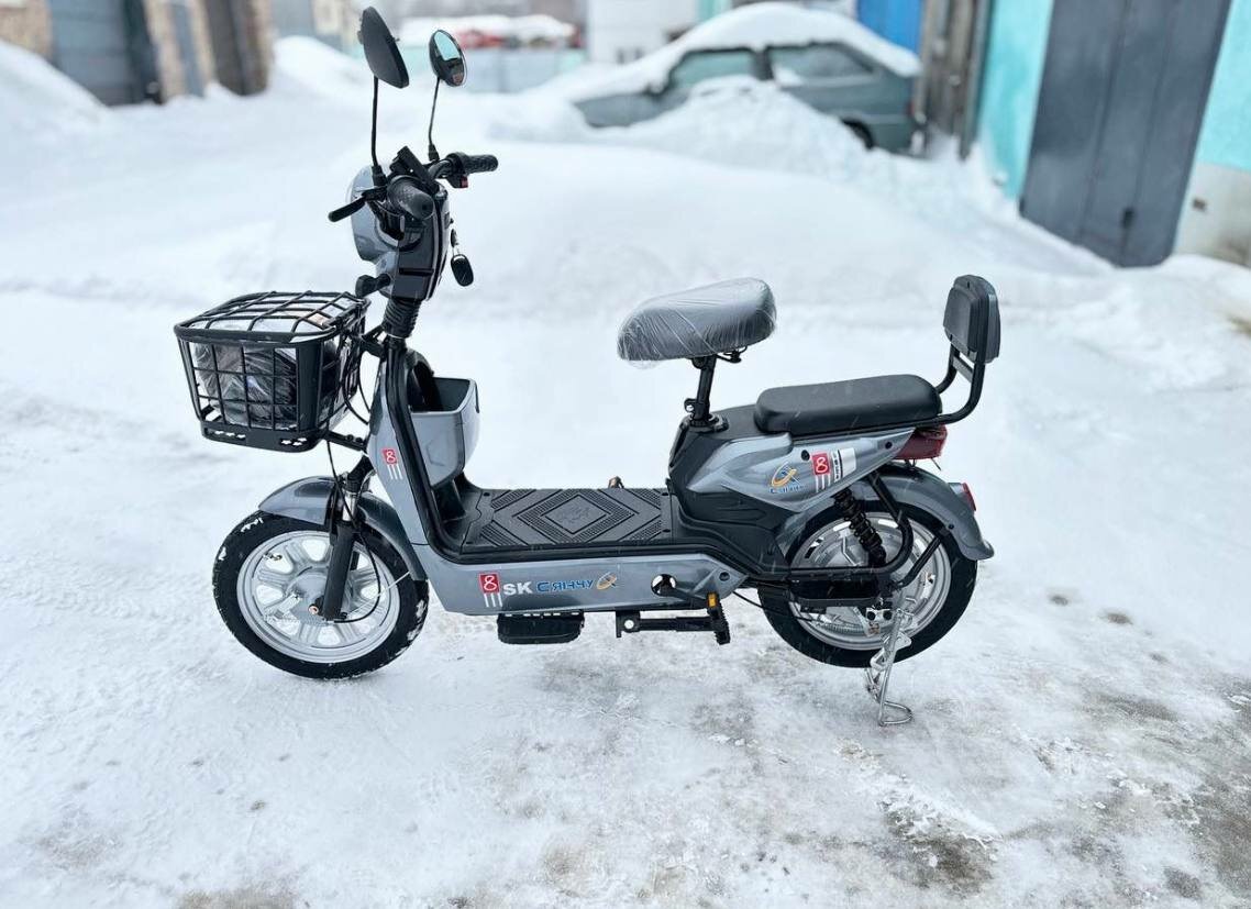 Электро скутер Электровелосипед Sk8 Свечу 500w 16 колеса (на моторе 240w) серый