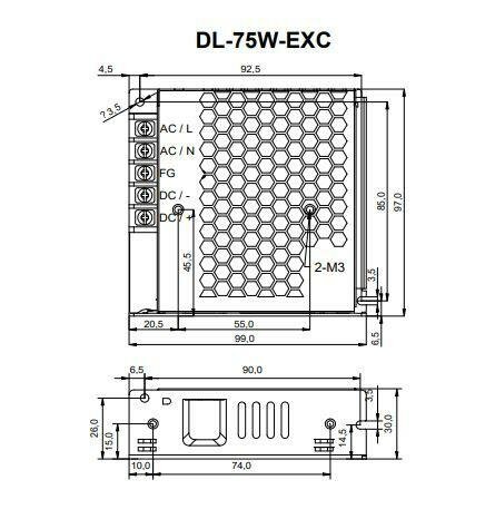 Драйвер для светодиодной ленты DONE POWER T70 DL-75W-V24-EXC 75Вт 24В IP20 99х53х26мм VARTON