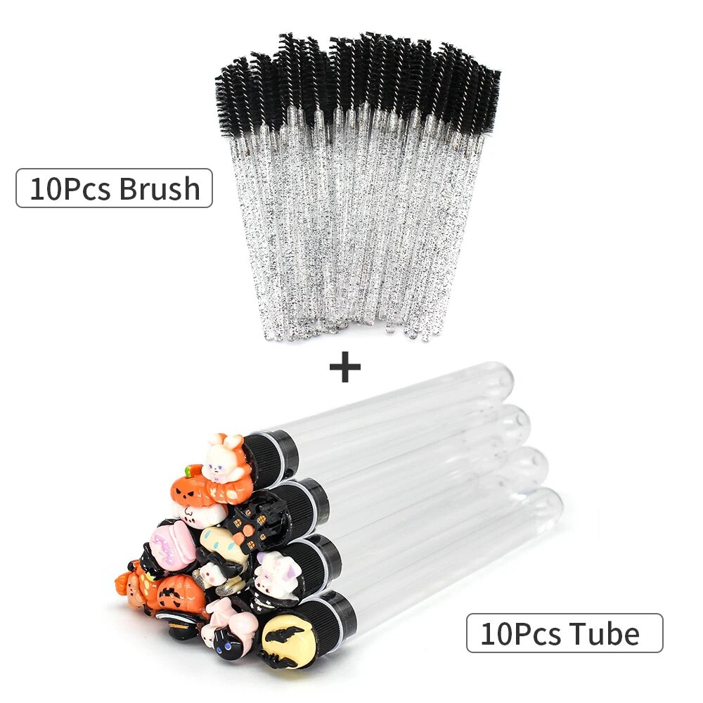 10 кистей для ресниц + 10 трубок, Handle Color: 10pcs tube and brush