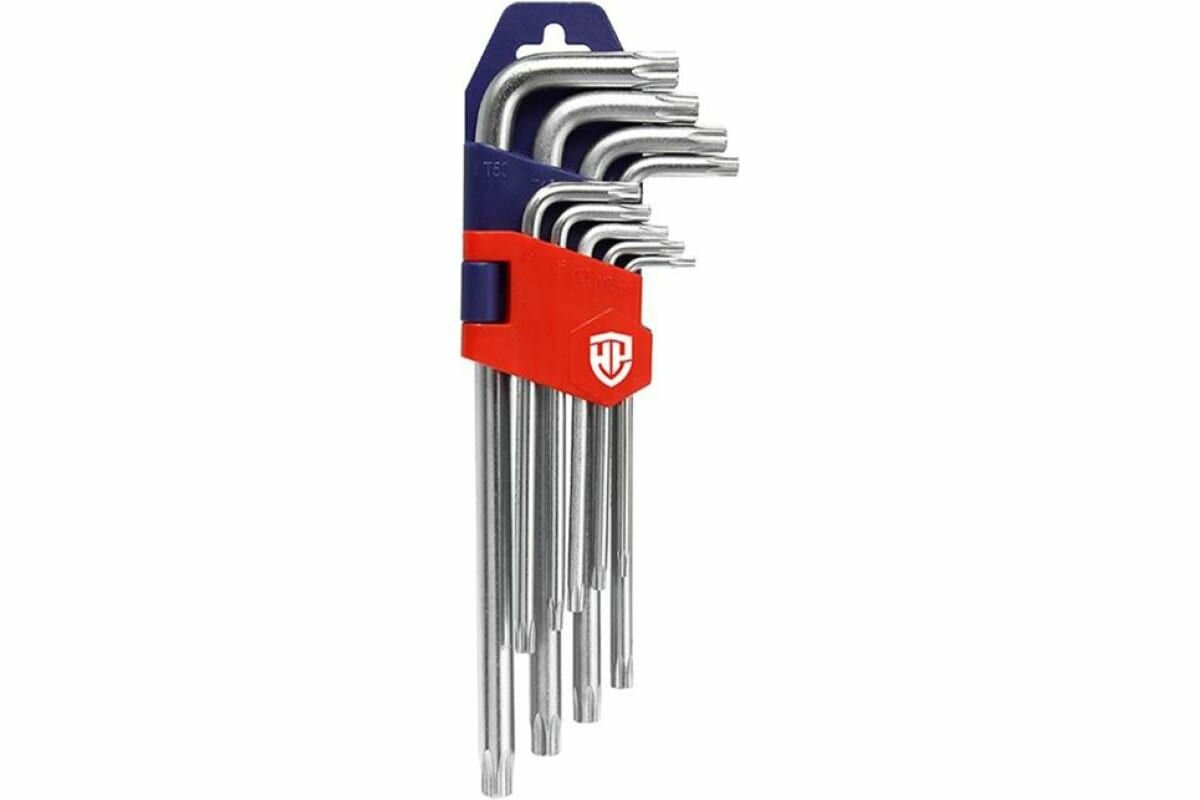 Набор Г-образных ключей WORKPRO 9шт TORX с отверстием WP222002