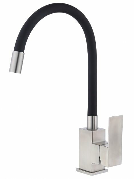 Hansen HN59028GC cмеситель для кухни, гибкий излив, серый/черный