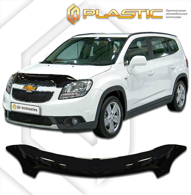 Дефлектор капота Chevrolet Orlando 2011 н. в. Черный глянцевый СА Пластик