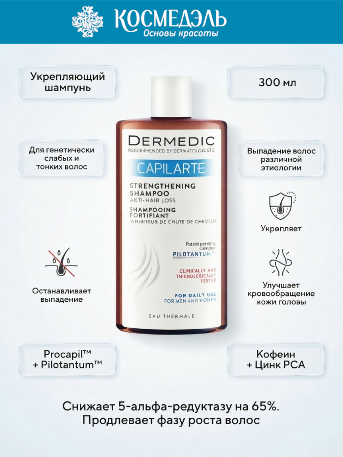 Шампунь DERMEDIC Капиларте Укрепляющий против выпадения волос 300 мл