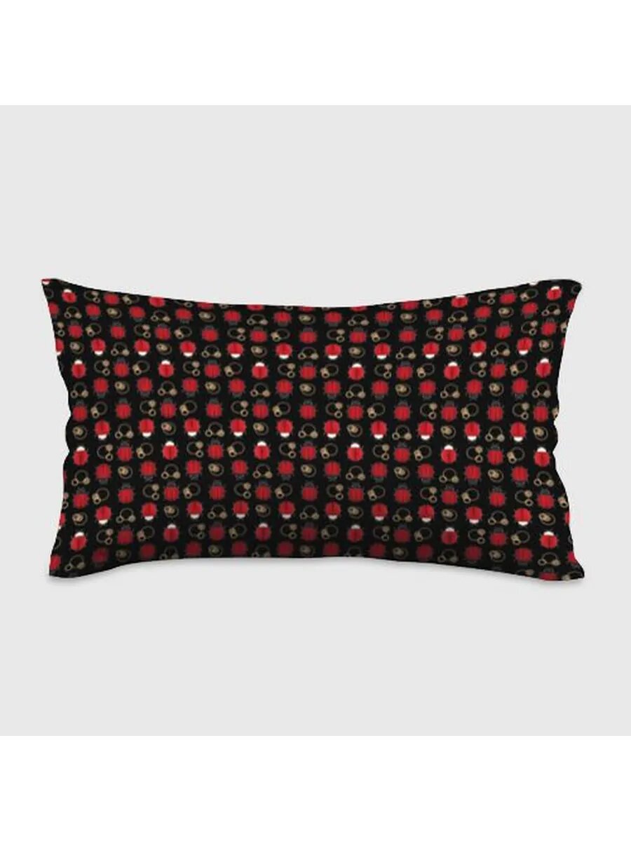 Красные Божьи коровки на черном фоне ladybug Подушка