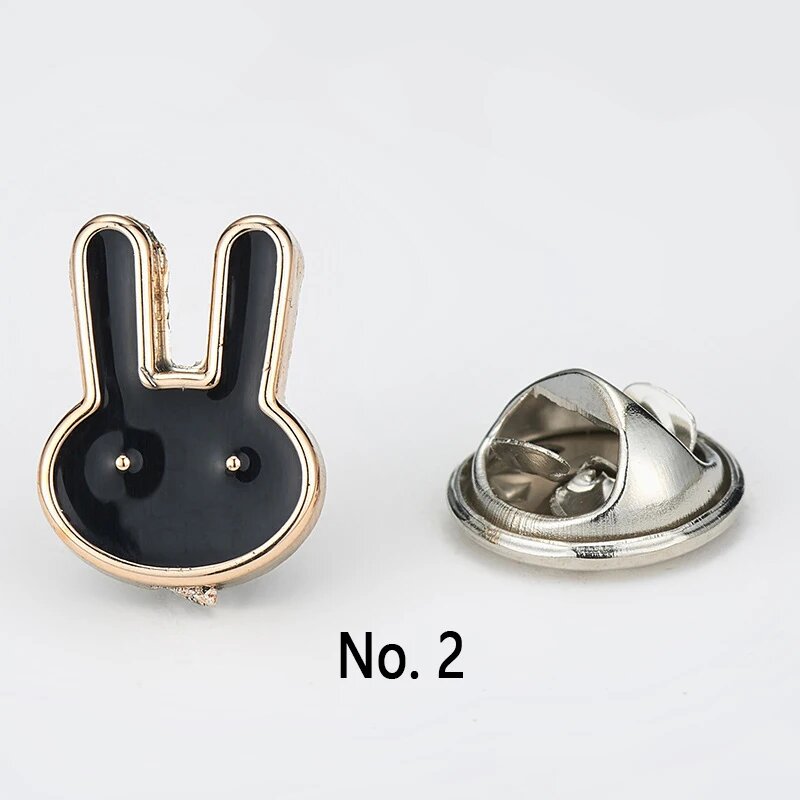Брошь-заколка "Заяц", черная, 2N