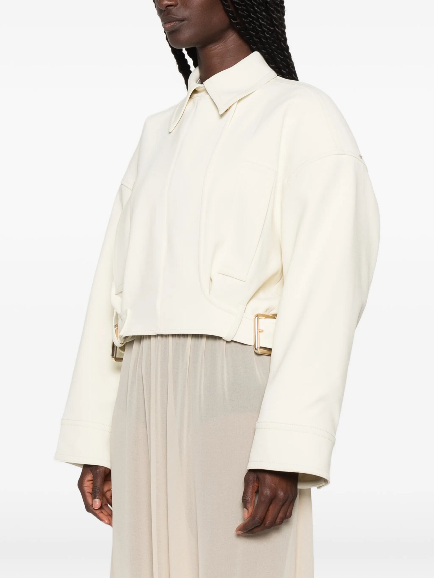 Куртка SPORTMAX Cropped buckle-detail jacket, размер 40 — фото 1
