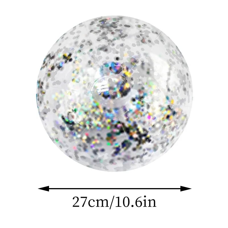 Прозрачный надувной пляжный мяч с блестками 16 дюймов 40cm clear