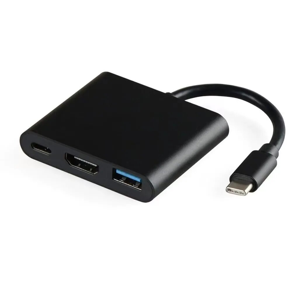 Адаптер USB-C на HDMI, многопортовый цифровой AV-конвертер Type-C, хаб-конвертер с HDMI black 3 in 1