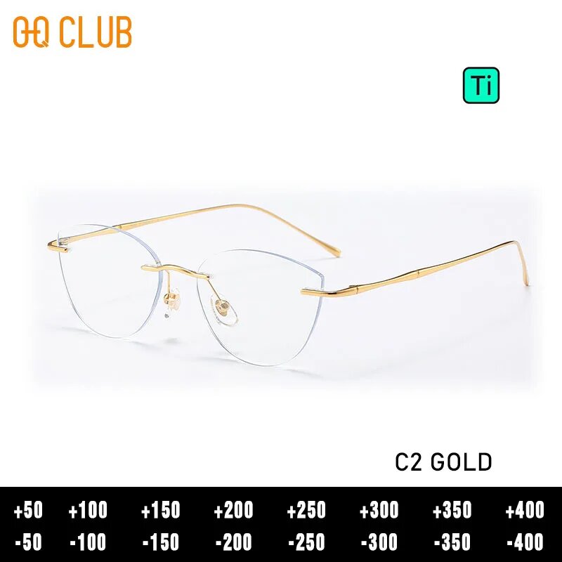 O-Q CLUB C2 Gold очки без оправы -250, титан