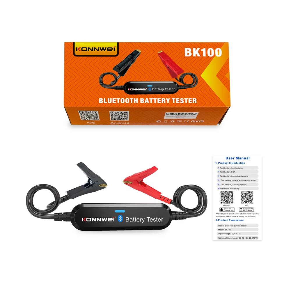 KONNWEI BK100 Bluetooth тестер аккумулятора 6-24В, Бежевый
