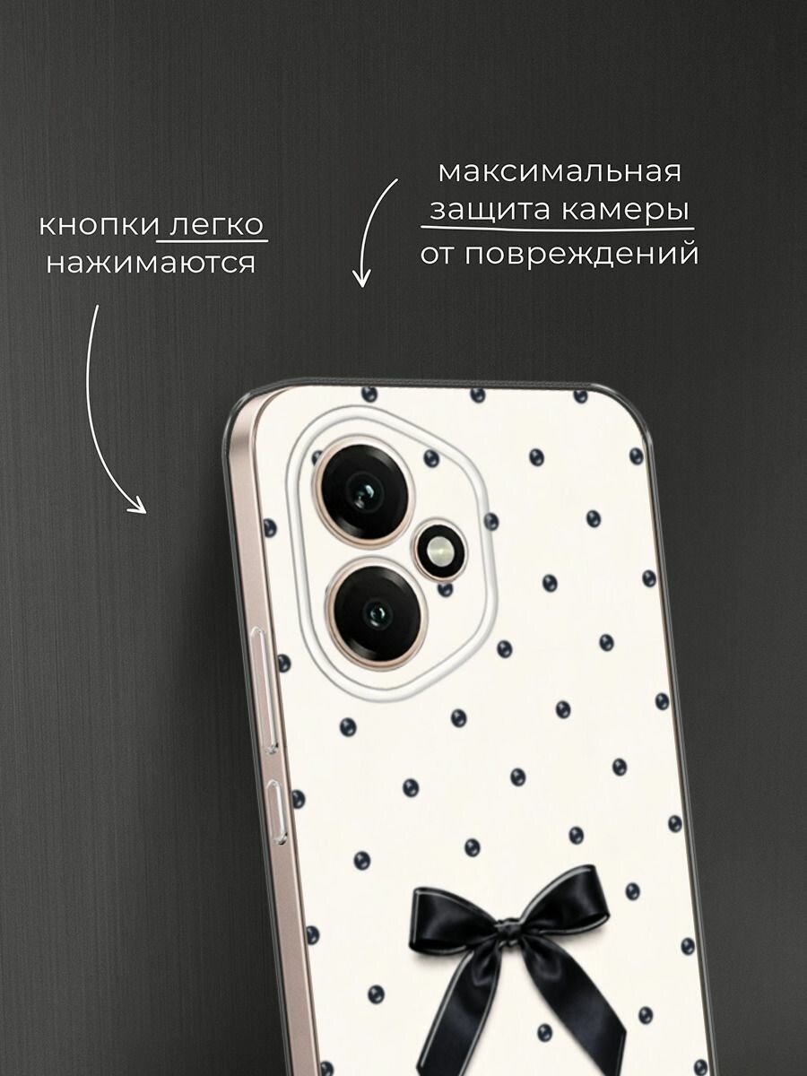 Силиконовый чехол на Honor 400 / Хонор 400 с принтом Бантик на фоне в горошек — фото 1