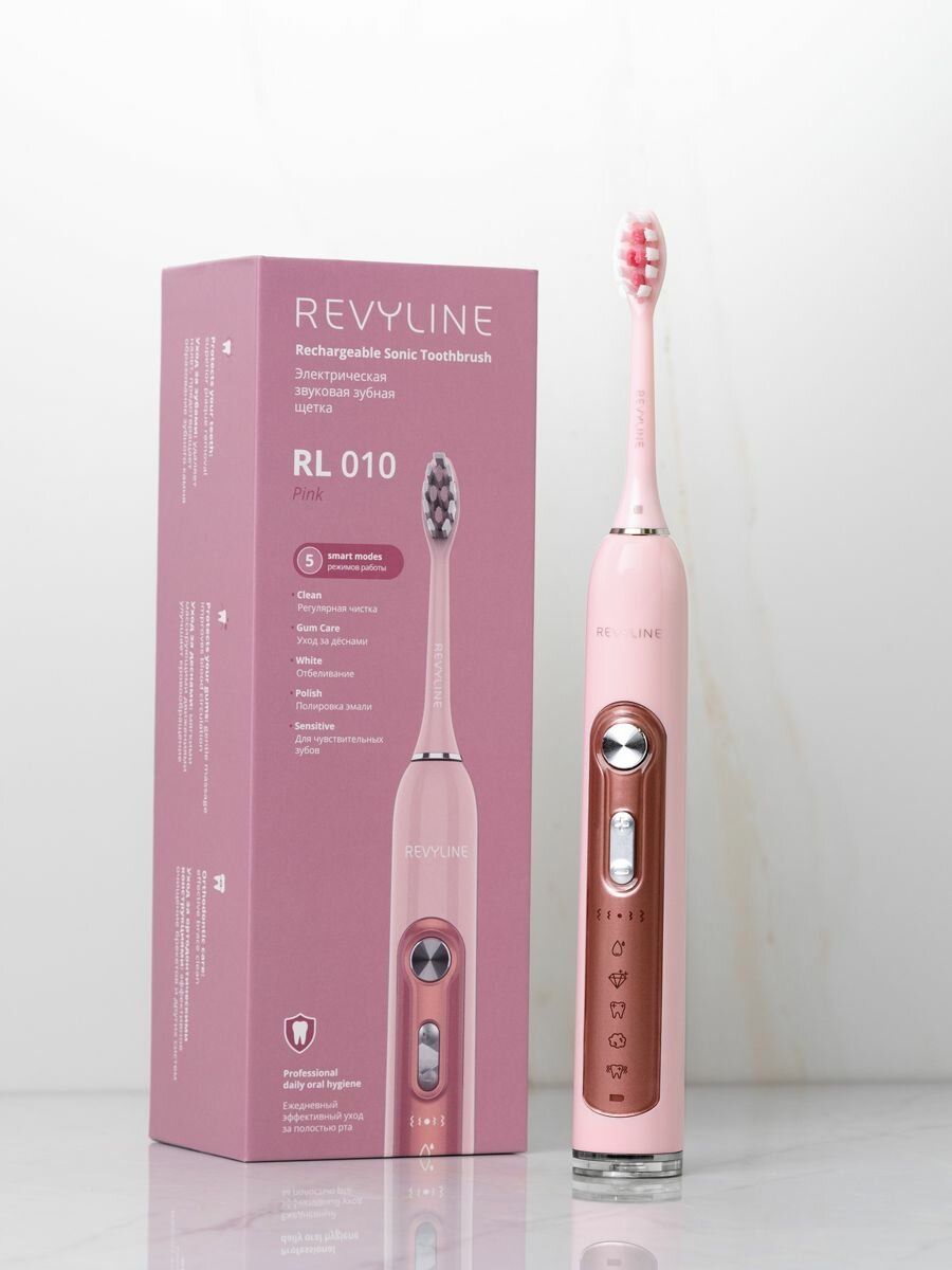 Зубная щетка Revyline RL 010, электрическая, звуковая, розового цвета