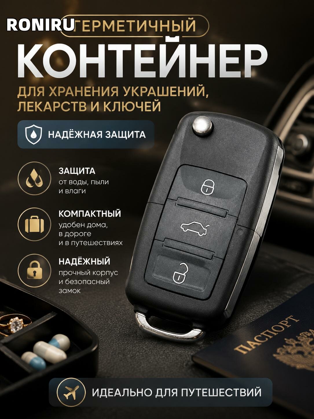 Герметичный контейнер для хранения украшений, лекарств и ключей — компактный органайзер мелочей дома и в поездках