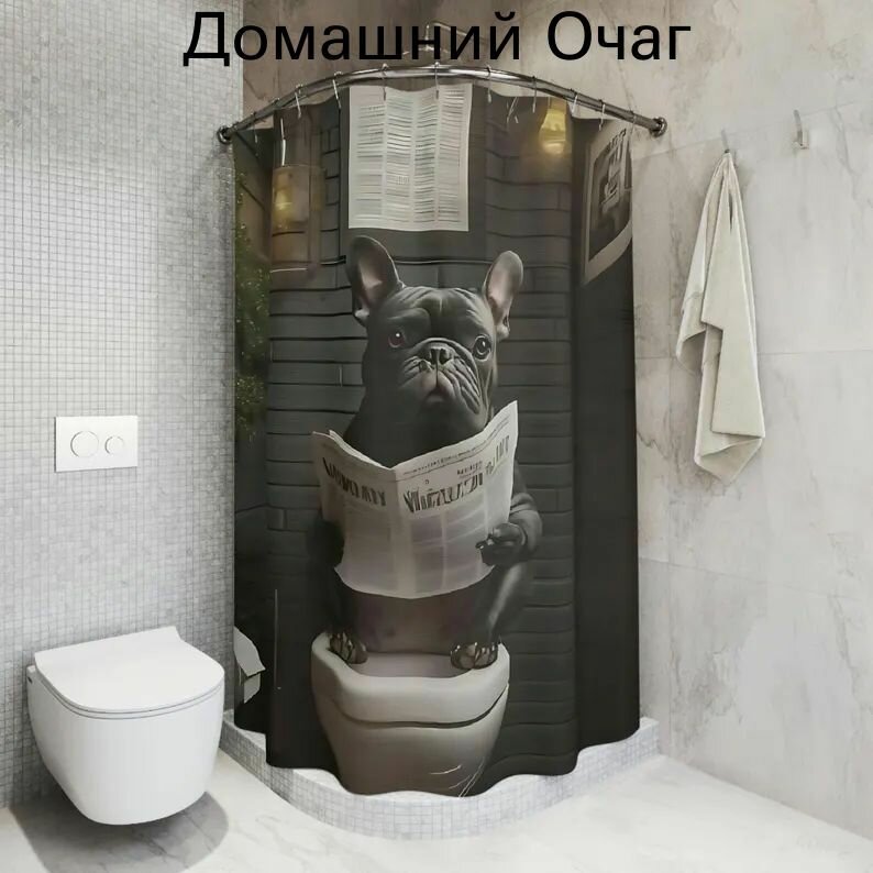 Душевая занавеска Причудливый французский бульдог