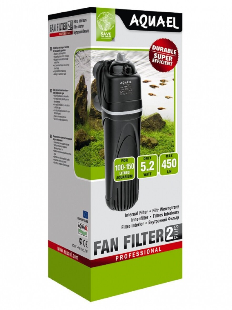 Внутренний фильтр Aquael FAN FILTER 2 plus для аквариума 100 - 150 л (450 л/ч, 5.2 Вт)