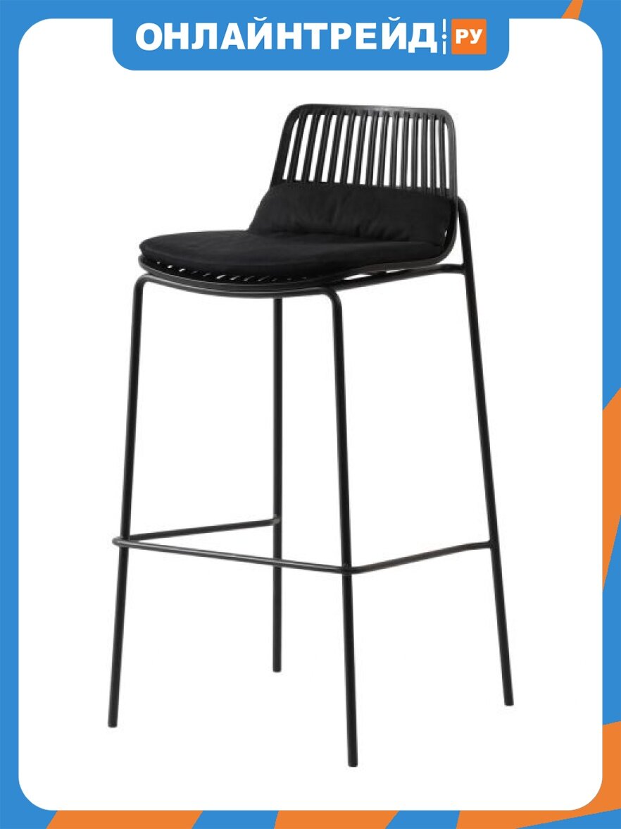 Стул барный Stool Group Louran с подушкой, чёрный
