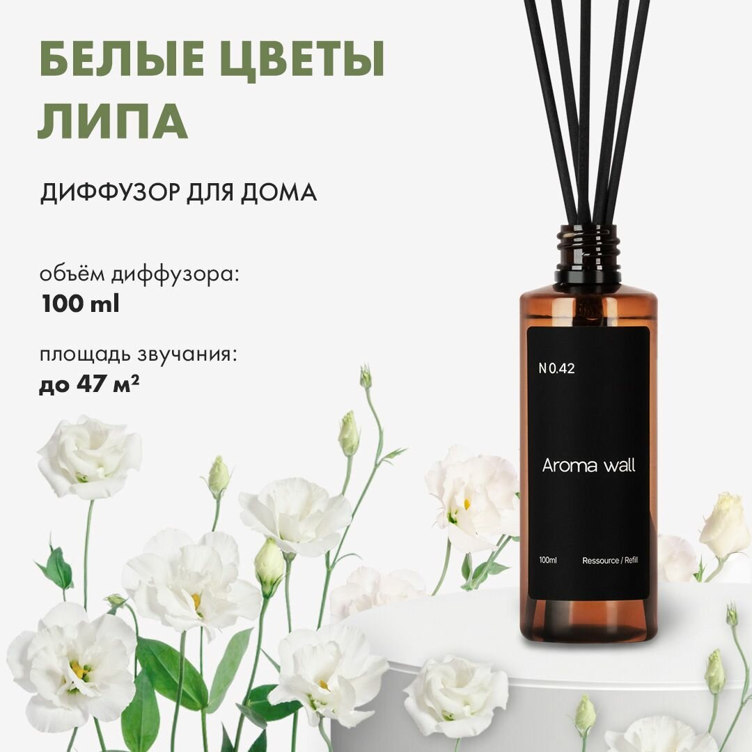 Наполнитель для ароматизатора для дома, Рефил, с ароматом Белый чай, Липа, диффузор для дома, парфюм с палочками Aroma wall - N.042