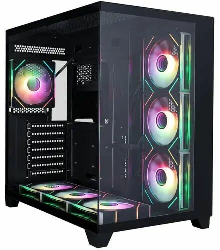 Компьютерный корпус 1STPLAYER MEGAVIEW MV8-TP ARGB (MV8-TP-BK-6FC7R-1FC7-HUB2) черный - Midi Tower, ATX, USB 3.2 Gen 1 Type A, USB 3.2 Gen 2 Type C