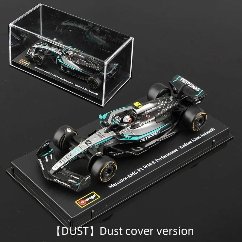 Bburago 1:43 Mercedes 2025 W16 E Performance F1 Модель гоночного автомобиля из литого металла, игрушка 63# Рассел 12# Антонелли