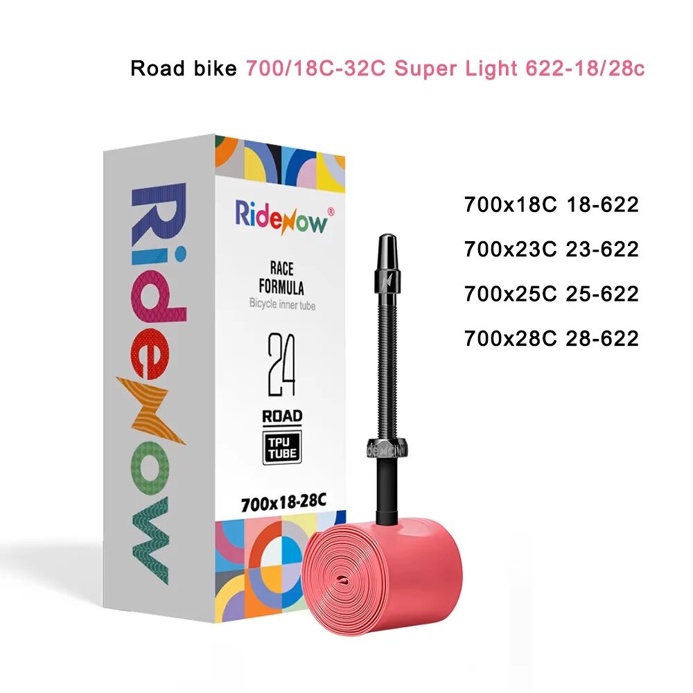 Клапан из сплава Ridenow, сверхлегкая велосипедная камера 700C, дорожная 18-32C 24g black, 85mm