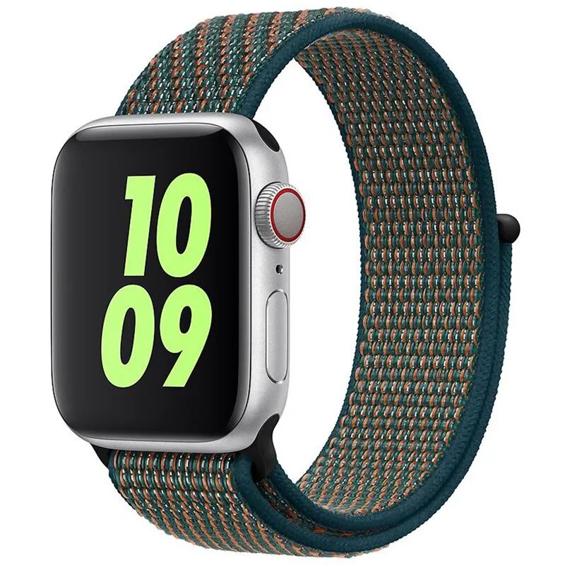 Нейлоновый ремешок для Apple Watch series 1-9 SE, SE 2 38-40-41 mm / Эластичный тканевый браслет на липучке