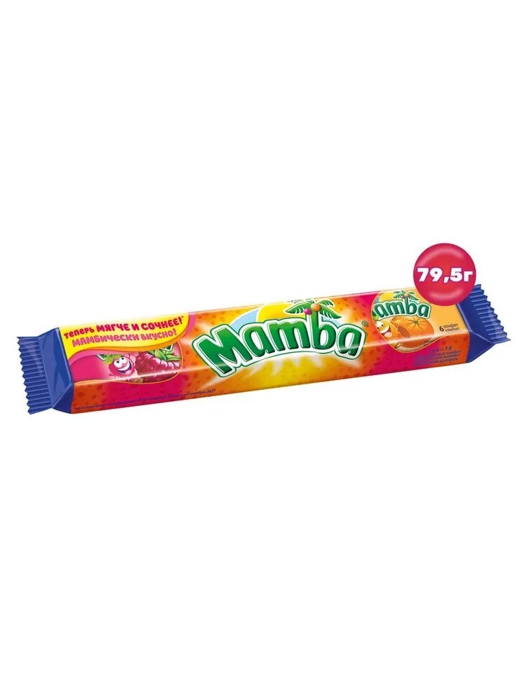 Mamba, жевательные конфеты, ассорти фруктовых и ягодных вкусов, 79,5г / Мамба