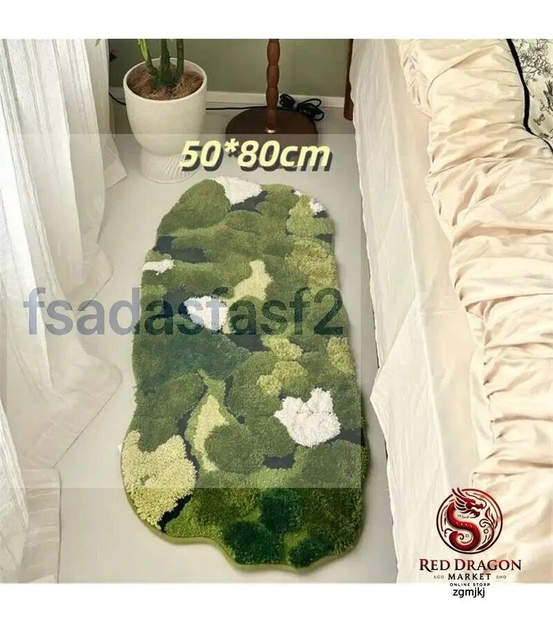 Зеленый ковер-мох 3D, мягкий ворс, TPR антискользящее покрытие, 50×80 см