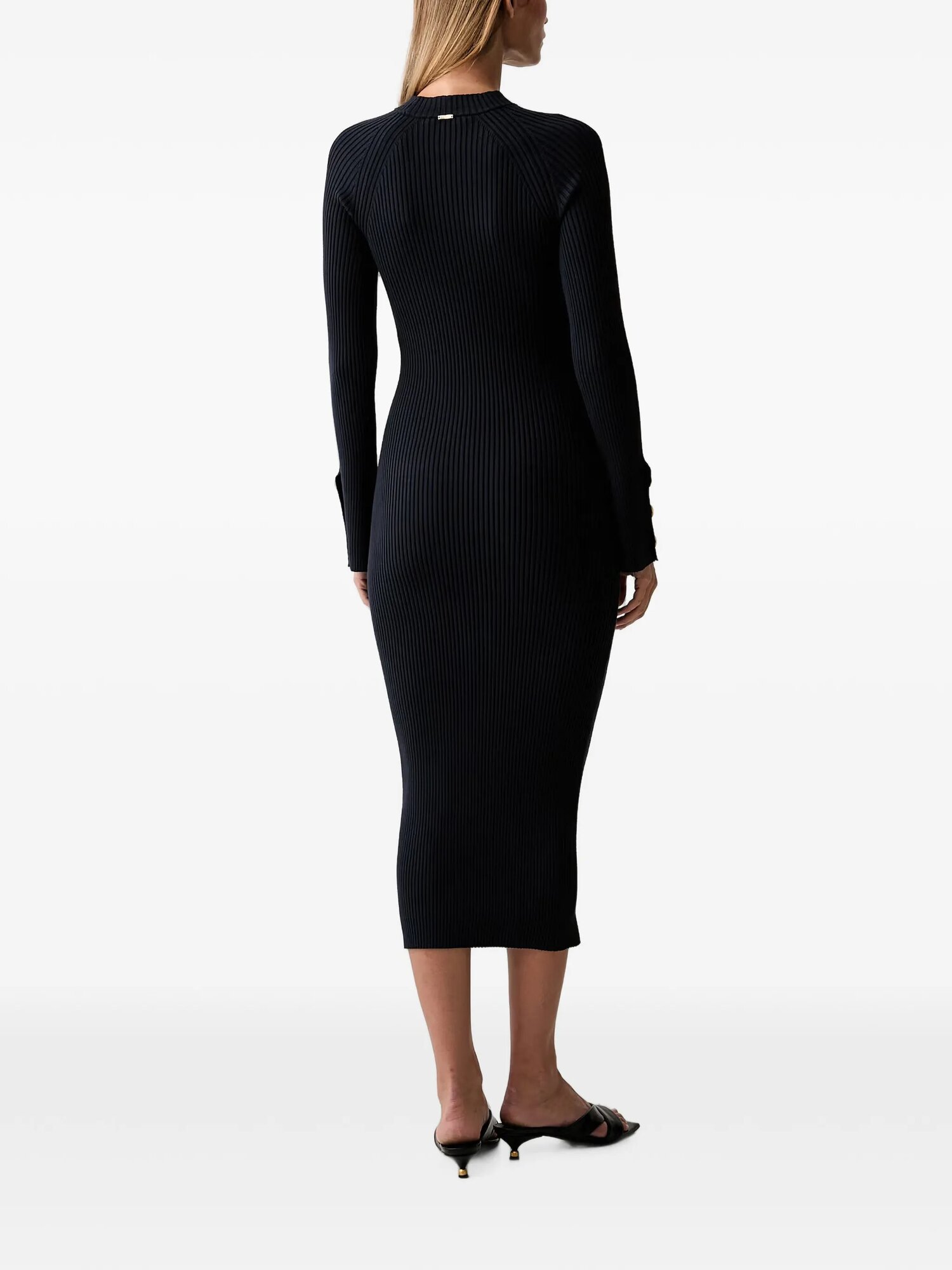 Платье Twinset Milano Midi ribbed-knit button-cuff dress, размер 38 — фото 1