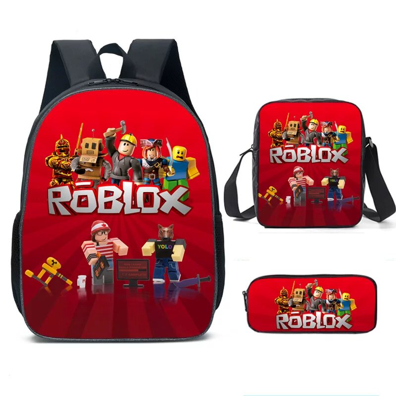 ROBLOX D6 Коллекция школьных рюкзаков для подростков, 3 шт, мультяшный дизайн, удобная и стильная