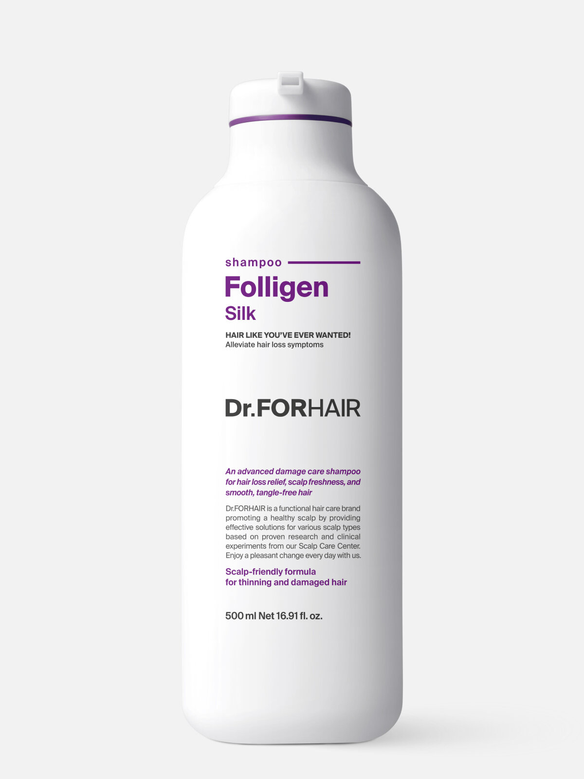 Бессульфатный шампунь для сухих, пористых и поврежденных волос Dr. Forhair Folligen Silk Shampoo, 500 мл