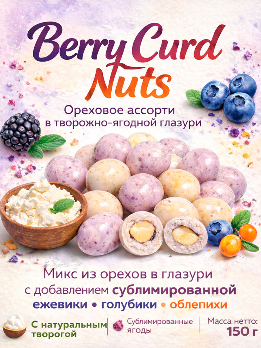Ореховое ассорти "Berry Curd Nuts", в творожно-ягодной глазури