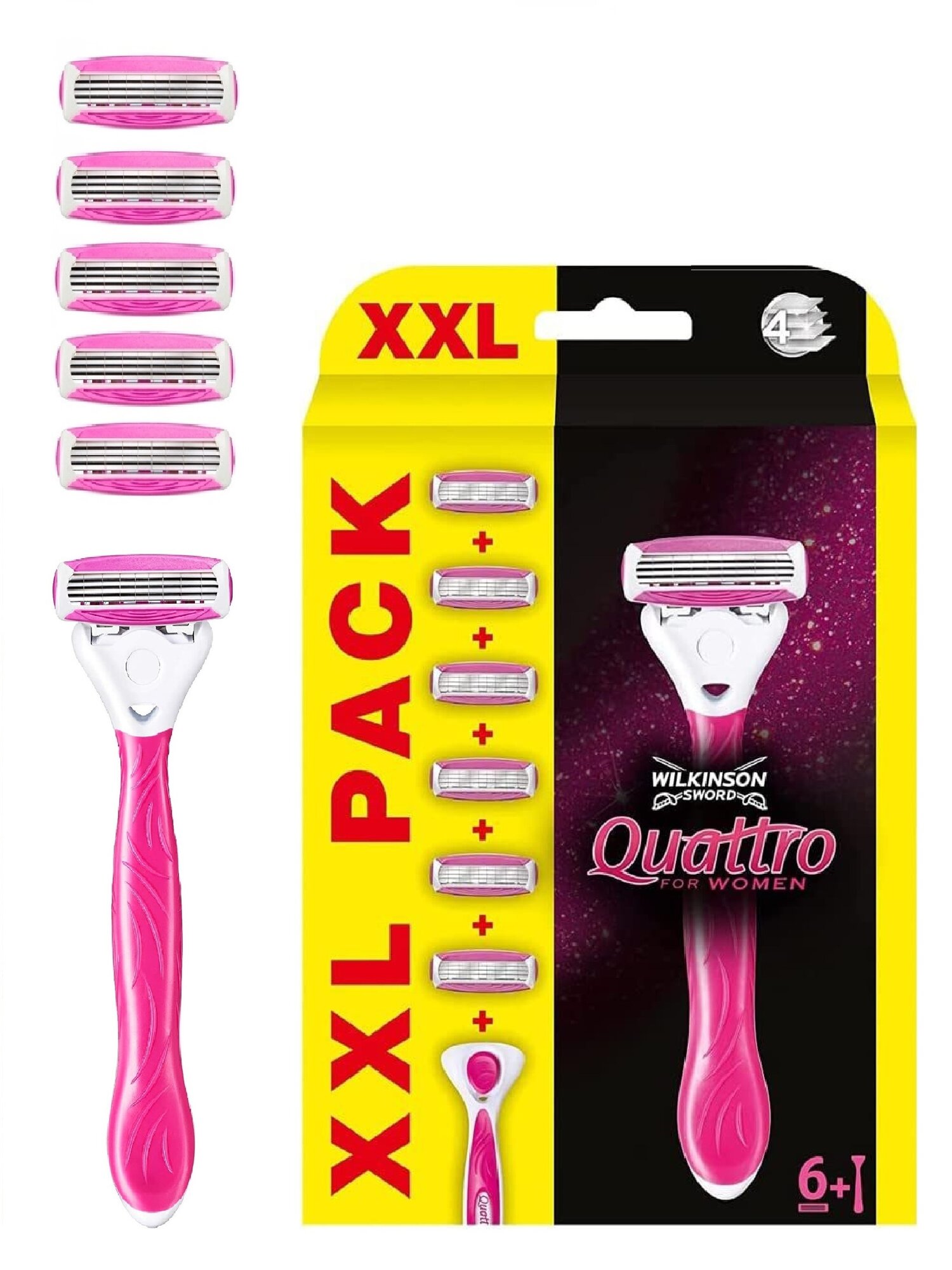 Wilkinson Sword Quattro for Women / Бритвенный женский станок с 6-ю сменными кассетами.