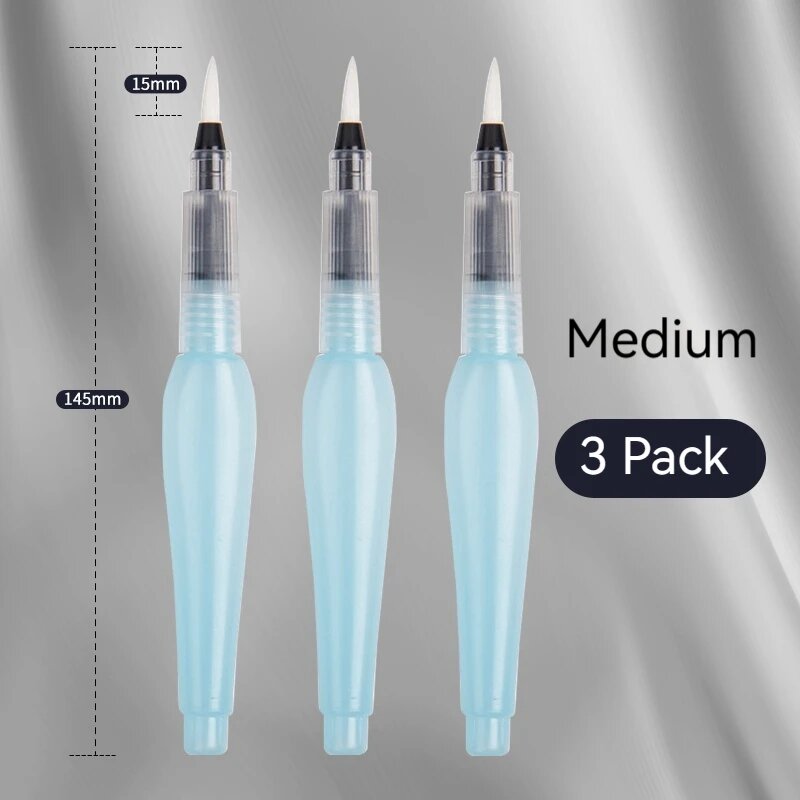 Borrence Акварельные ручки-кисти 3 шт. 3Pcs blue medium