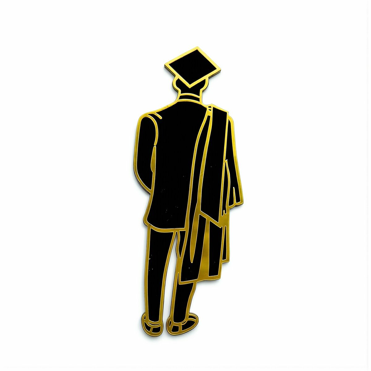 Акриловый топпер для торта на выпускной 2026 года, фигуры выпускников мужчина и женщина с дипломом, декор для праздничного стола толщина 1.3 мм, Двухслойный черно-золотой мужской доктор, высота ~14.5