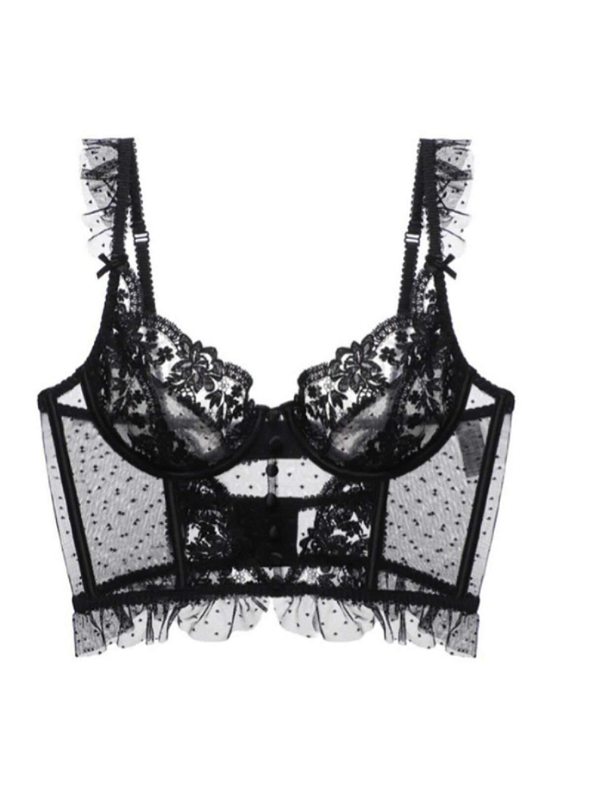 Женский кружевной бюстье, Черный - S