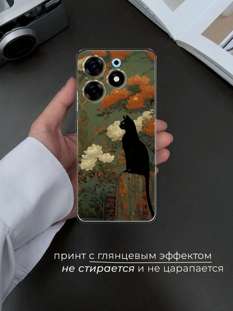Чехол на Tecno Spark 10 Pro / Текно Спарк 10 Про с принтом Black cat — фото 1