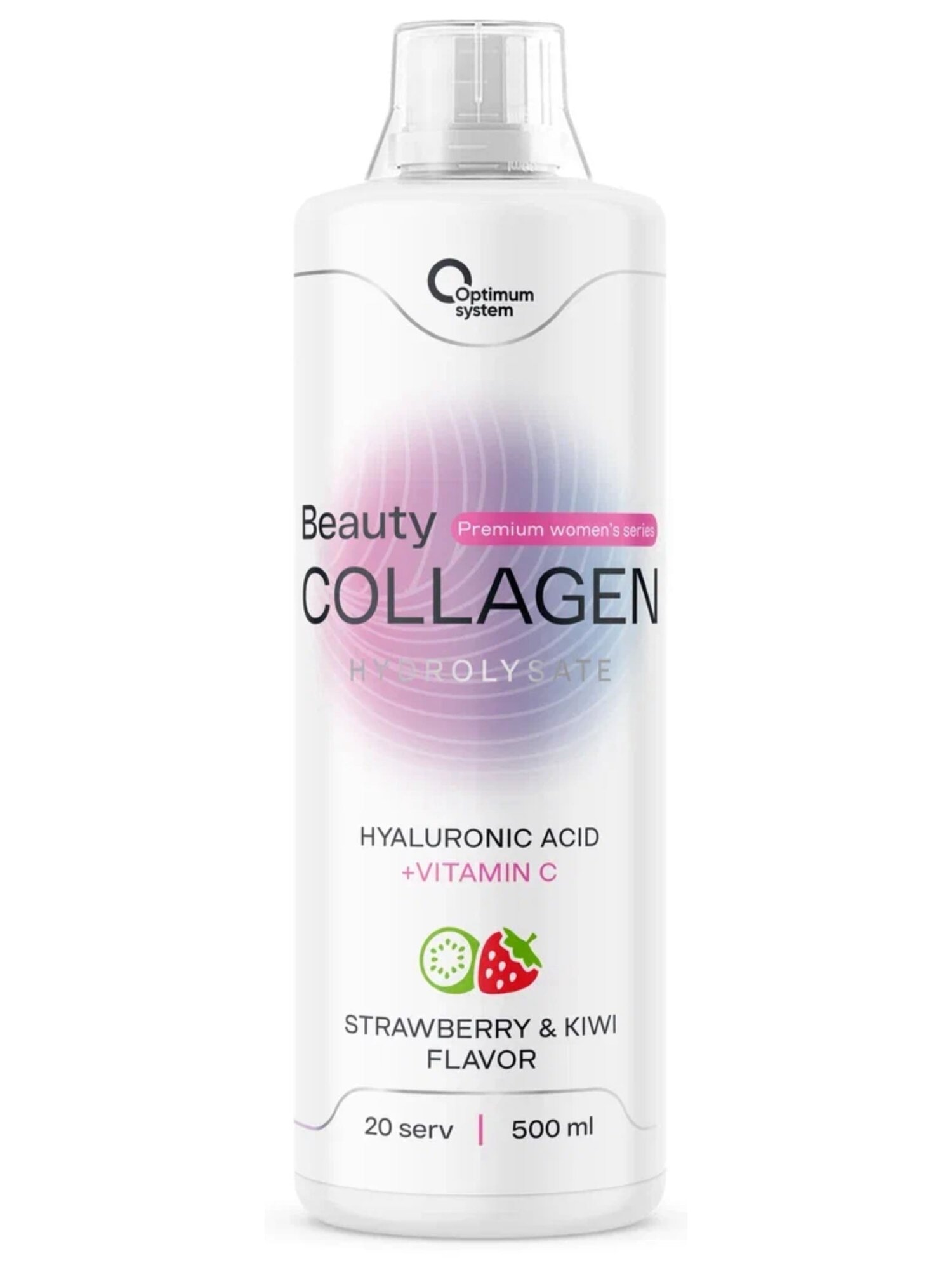 Optimum System Collagen Wellness Beauty, Коллаген бьюти велнес 500 мл - Клубника-киви