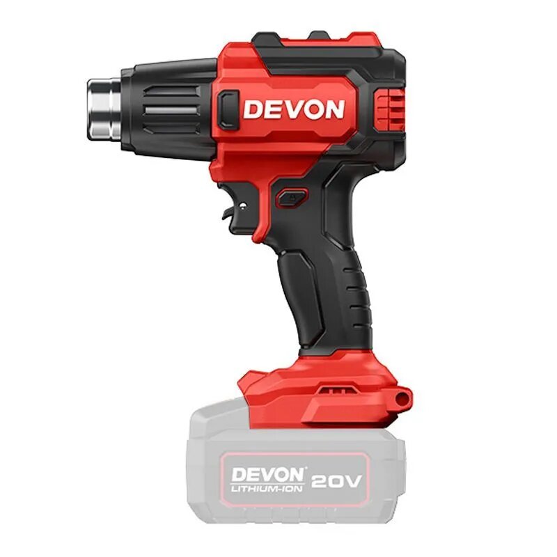 Фен строительный аккумуляторный DEVON, 20В, регулировкой температуры 260-530 градусов, 130/200 л/мин, Нет аккумулятора и зарядного устройства