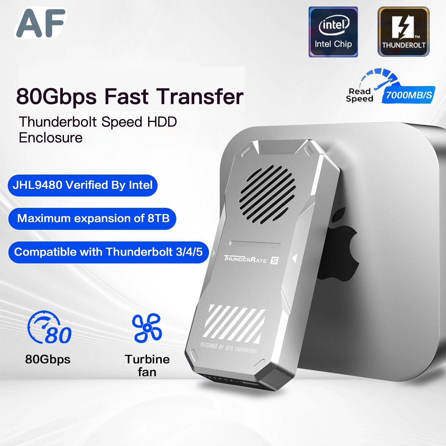 Корпус SSD Enclosure 80Gbps, алюминий, с вентилятором, для Thunderbolt 5