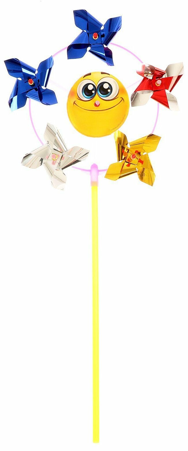 Детская игрушка ветерок "Смайл" для игр на улице, ветрячок для детей, вертушка на палочке, 42 см