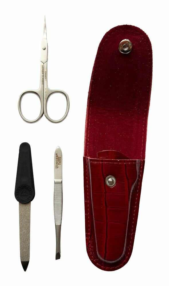 Маникюрный набор Zinger MS-Z3 D-SF, 3 предмета, бордовый