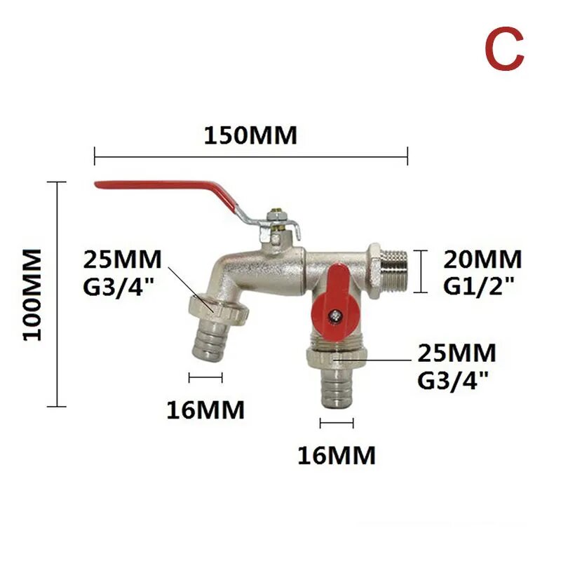 Смеситель с двойной головкой 1/2"3/4"
