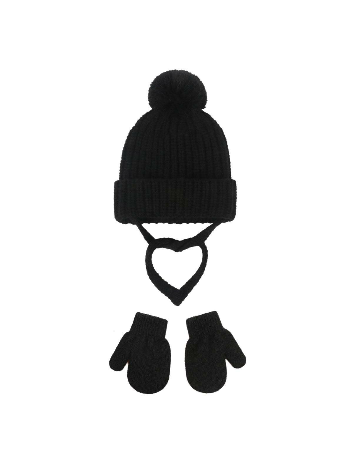 Детский шарф и перчатки 0-3 года, 2024, Черный - M